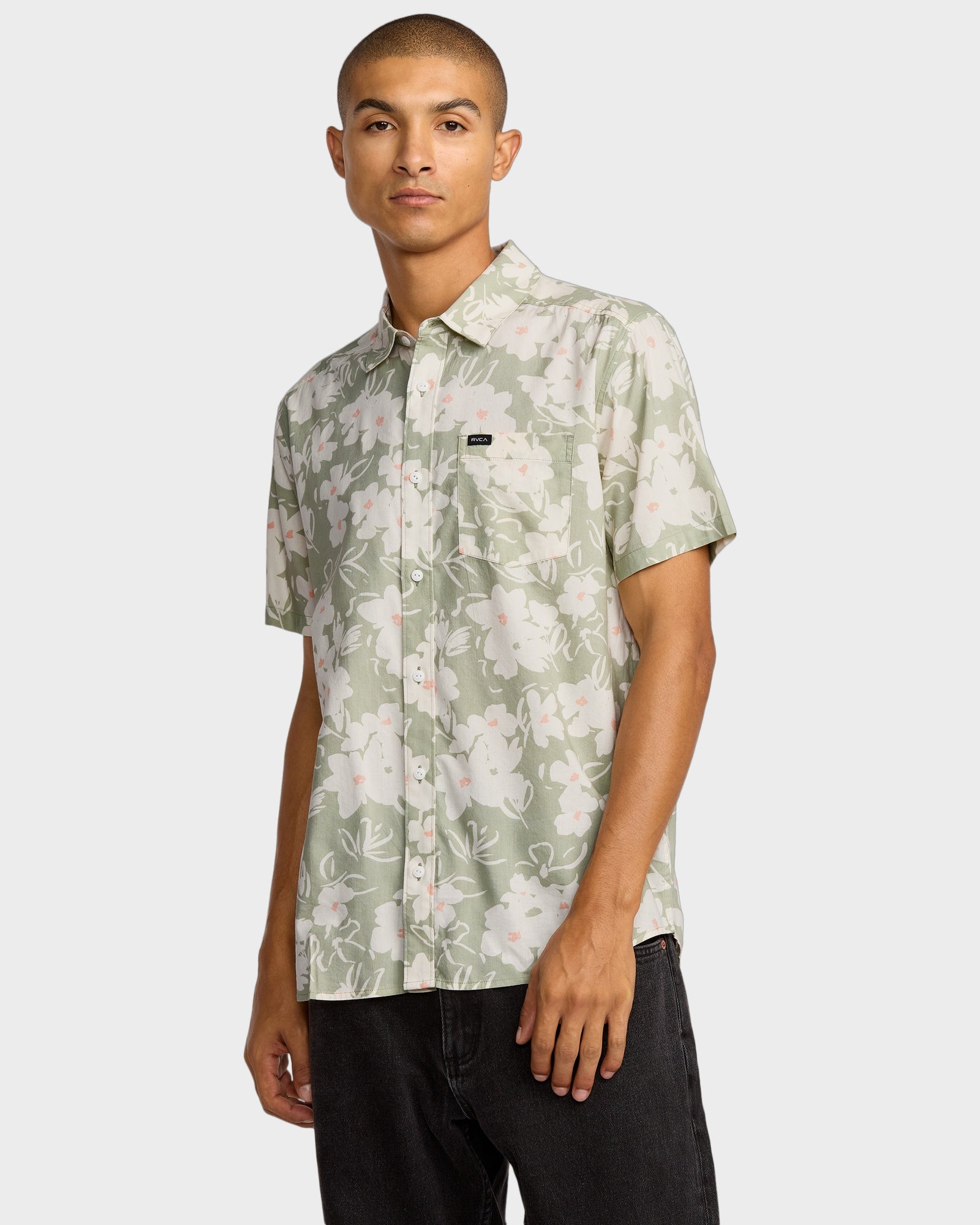 Mens Sunup Short Sleeve Shirt – Light Olive – RVCA Australia