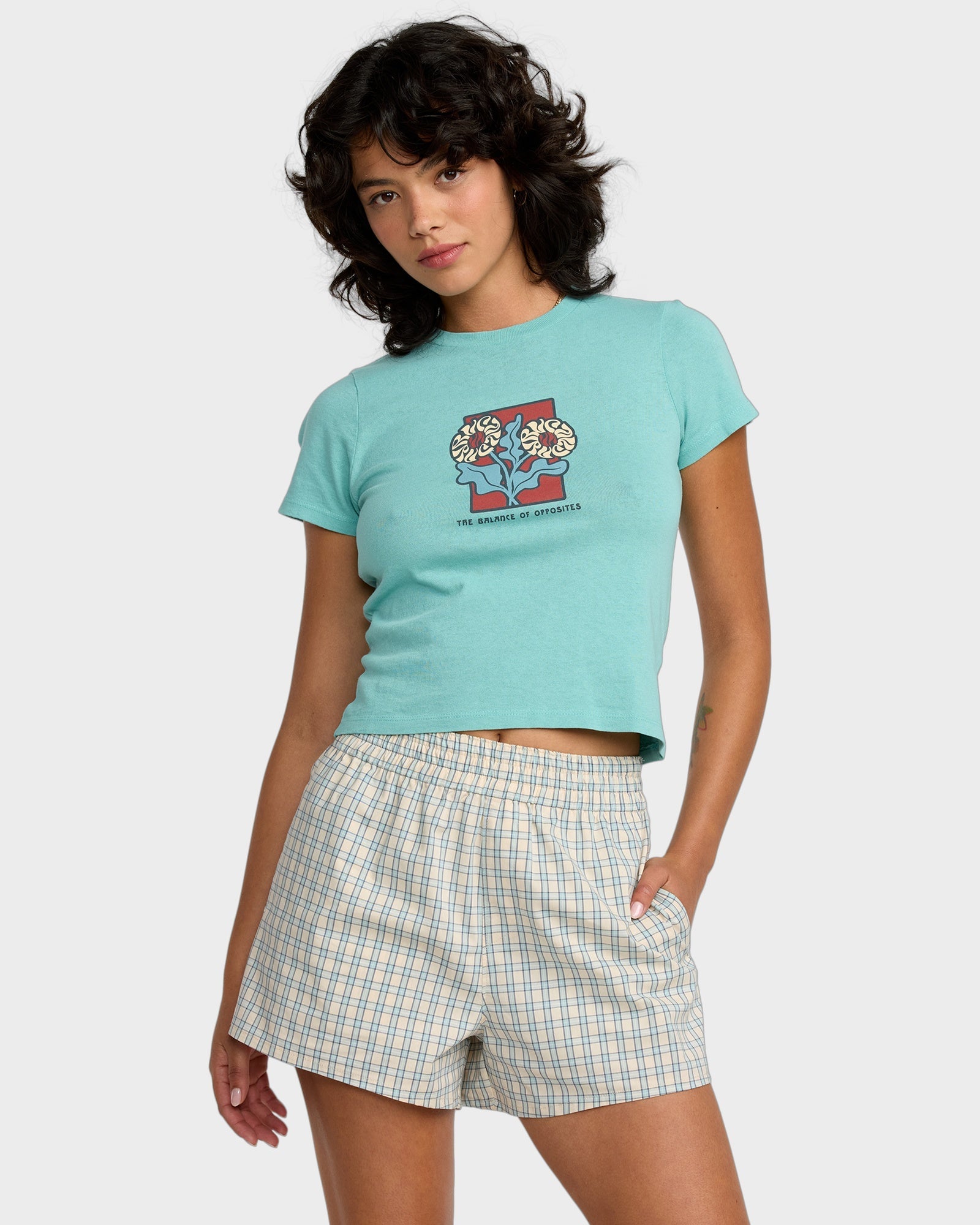 Womens Mikey Boxer Elastic Waist Shorts - MIST BLUE | RVCA AU