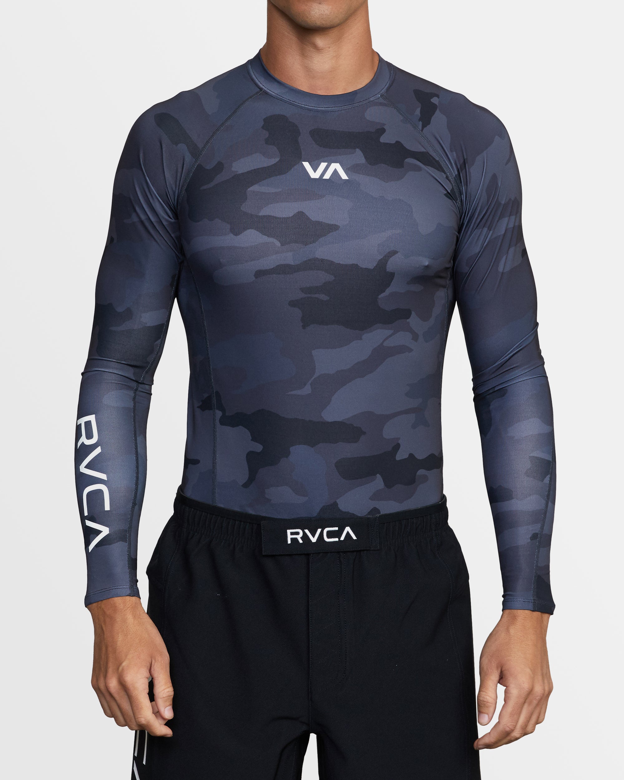 Mens Sport Long Sleeve Rash Vest - Black Camo | RVCA AU