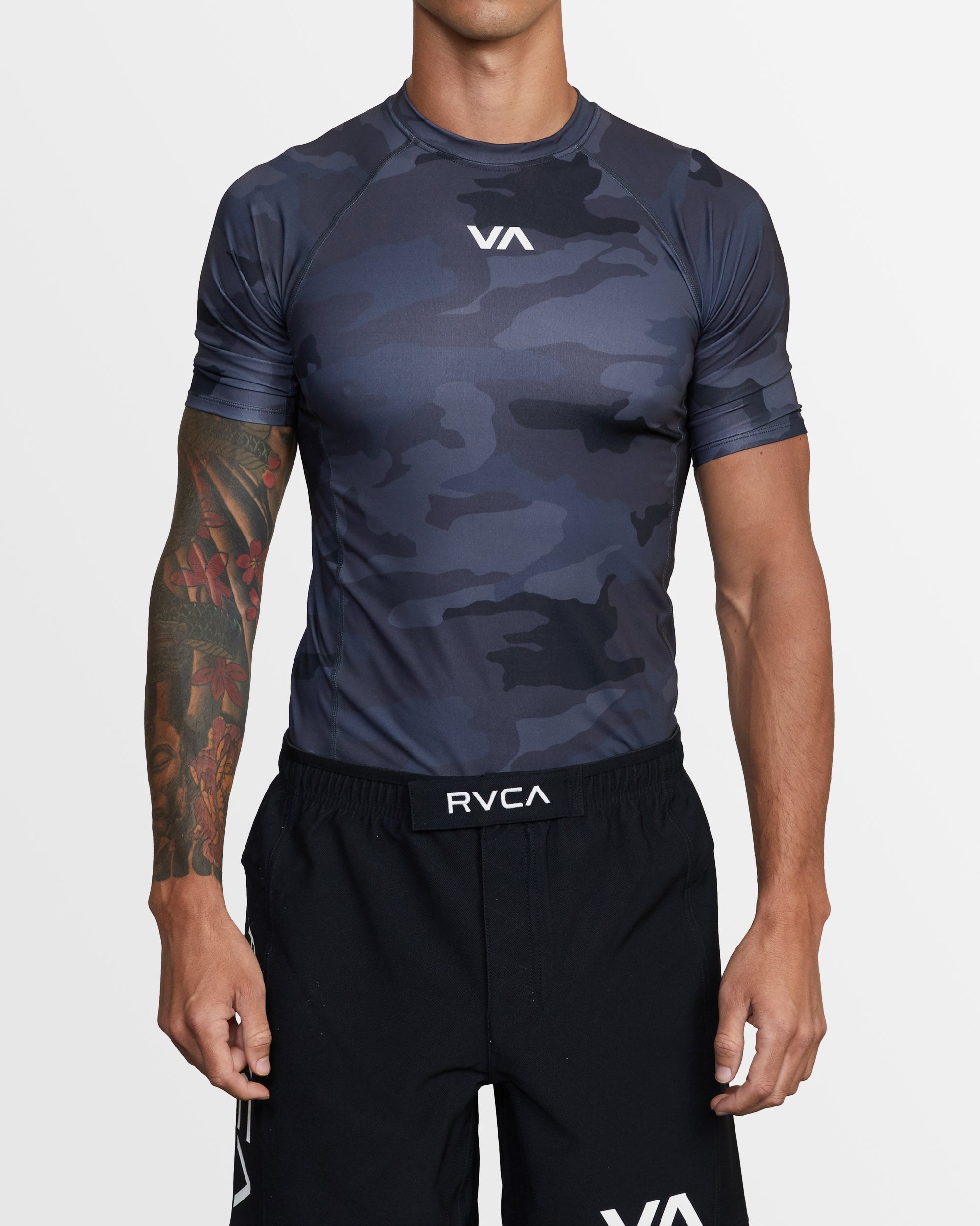 Mens Sport Rash Vest - Black Camo | RVCA AU