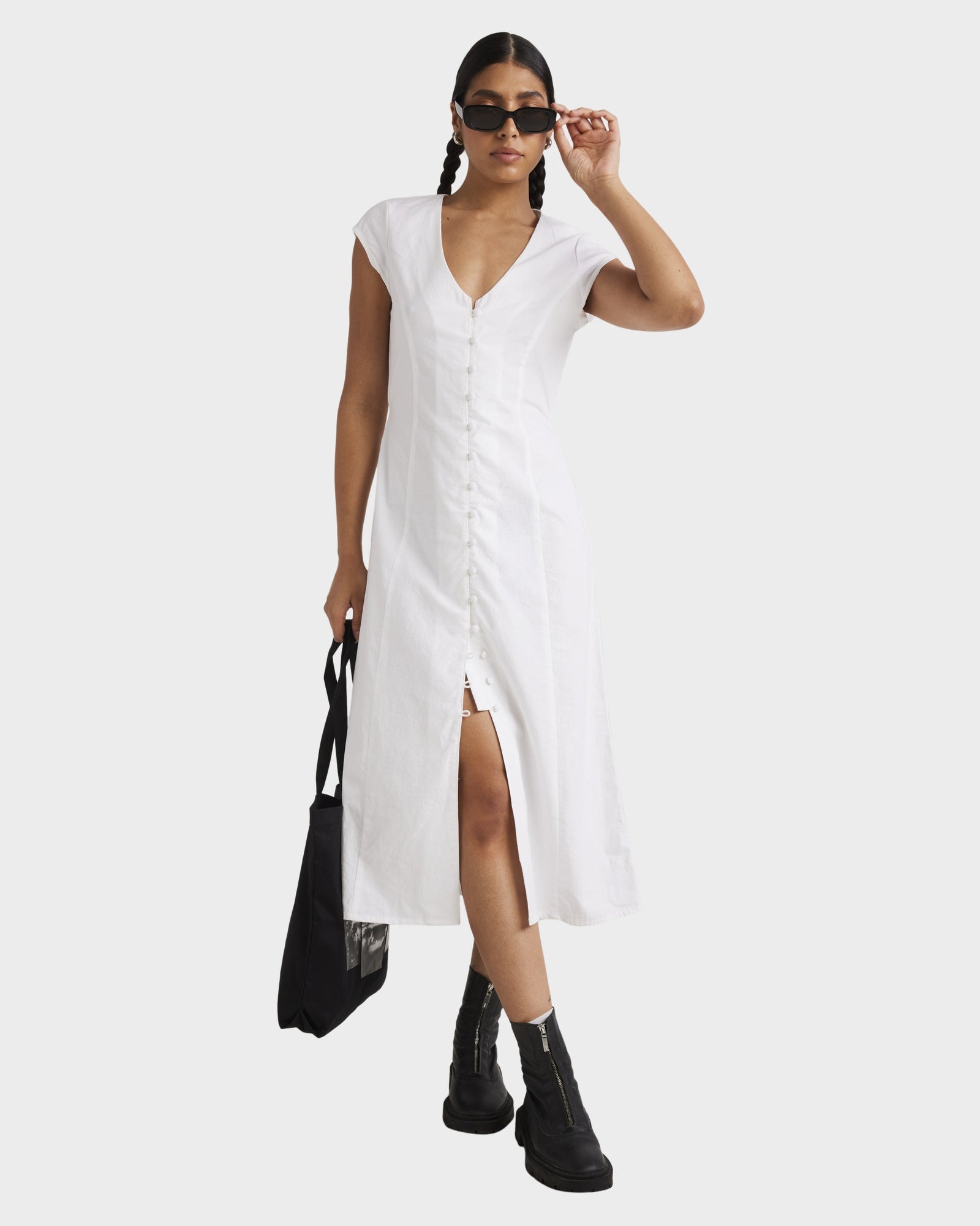 Womens Understated Midi Dress – White – RVCA Australia
