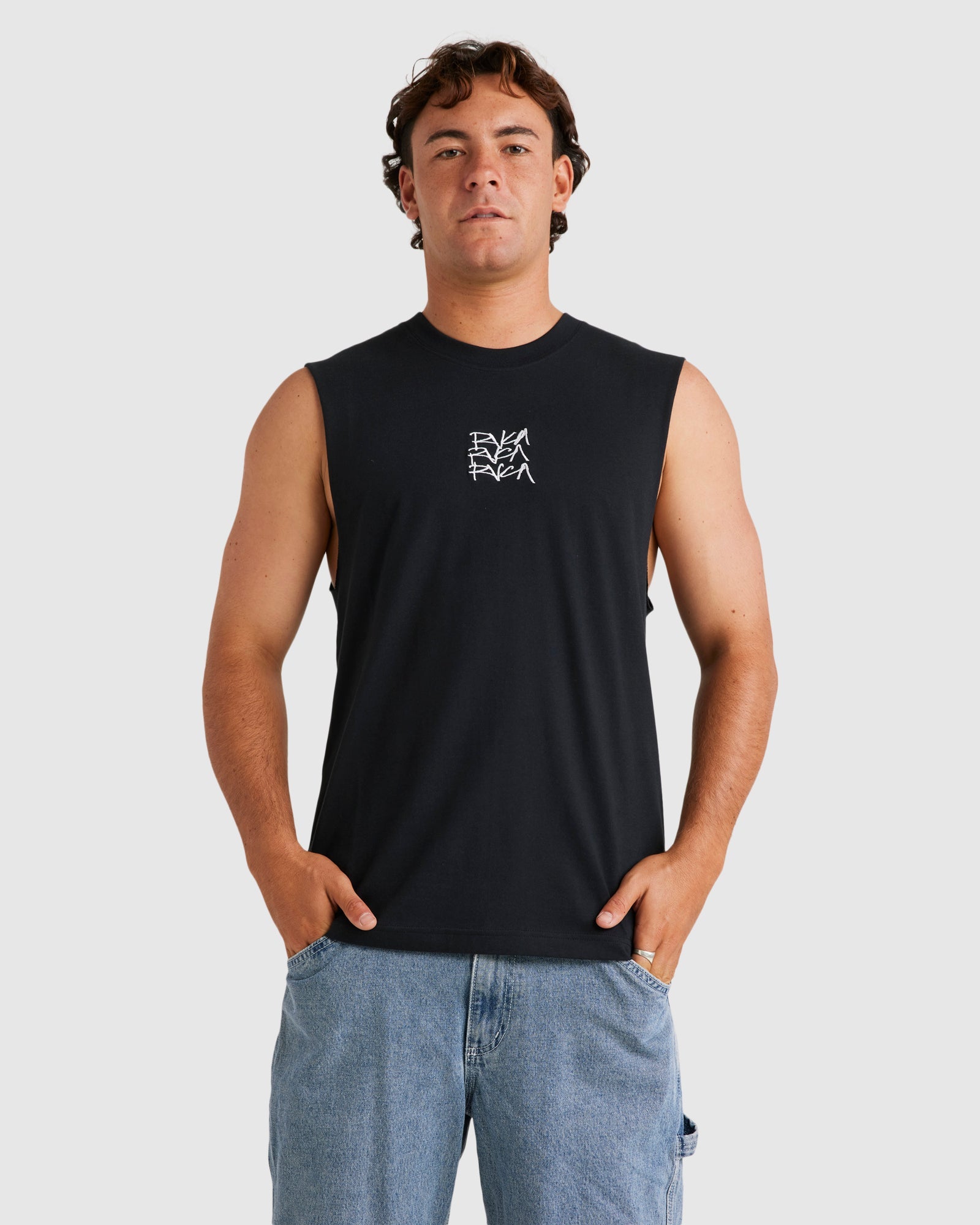 Mens Scraw Muscle Tank - Black | RVCA AU