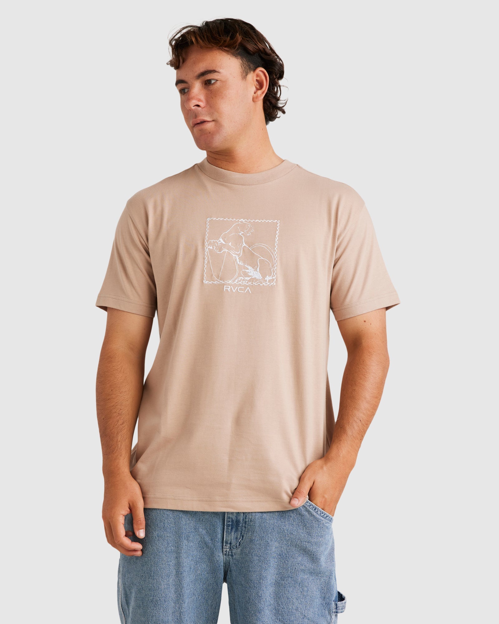 Mens Bad Cat T-Shirt - Warm Taupe | RVCA AU