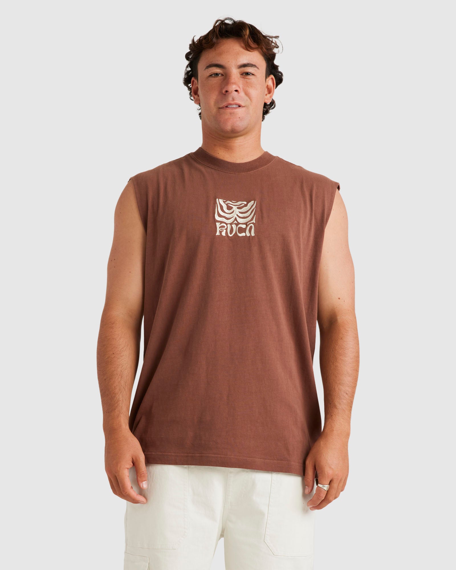 Mens Fronds Muscle Tank - Hazelnut | RVCA AU